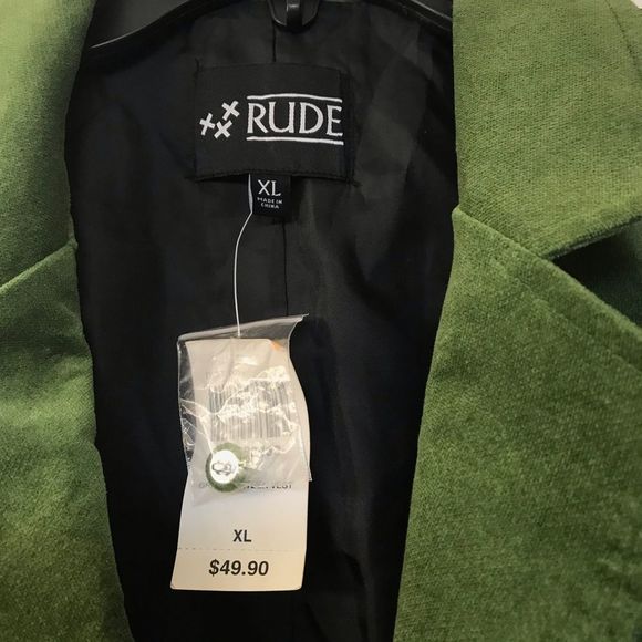 RUDE | Jackets & Coats | Nwt Rude X Hot Topic Size Xl Green Velvet ...